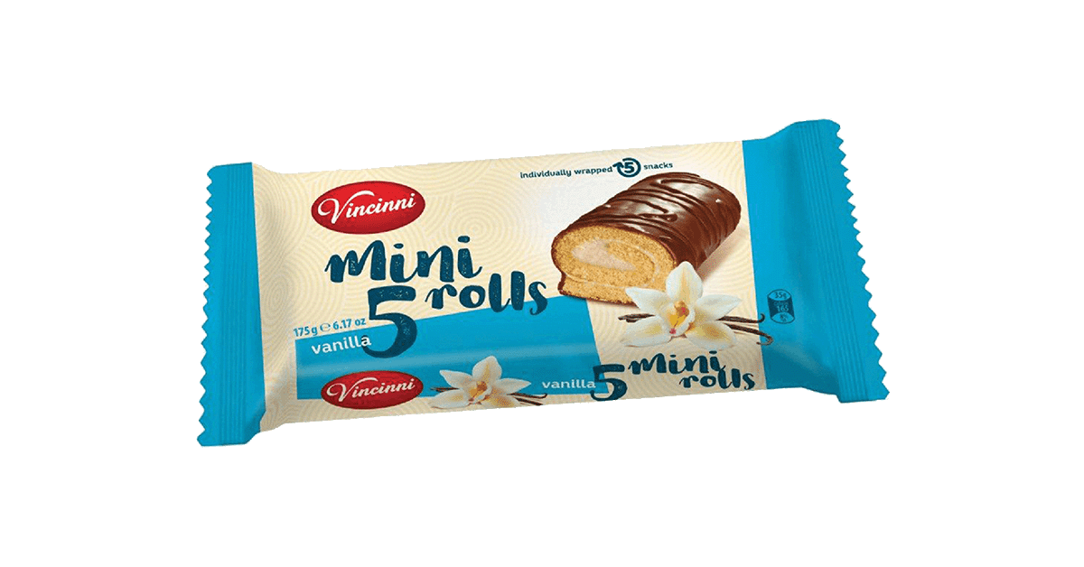 Vincinni - Κέικ mini ρολό γεμιστό με βανίλια & επικάλυψη κακάο 35g - GSBG