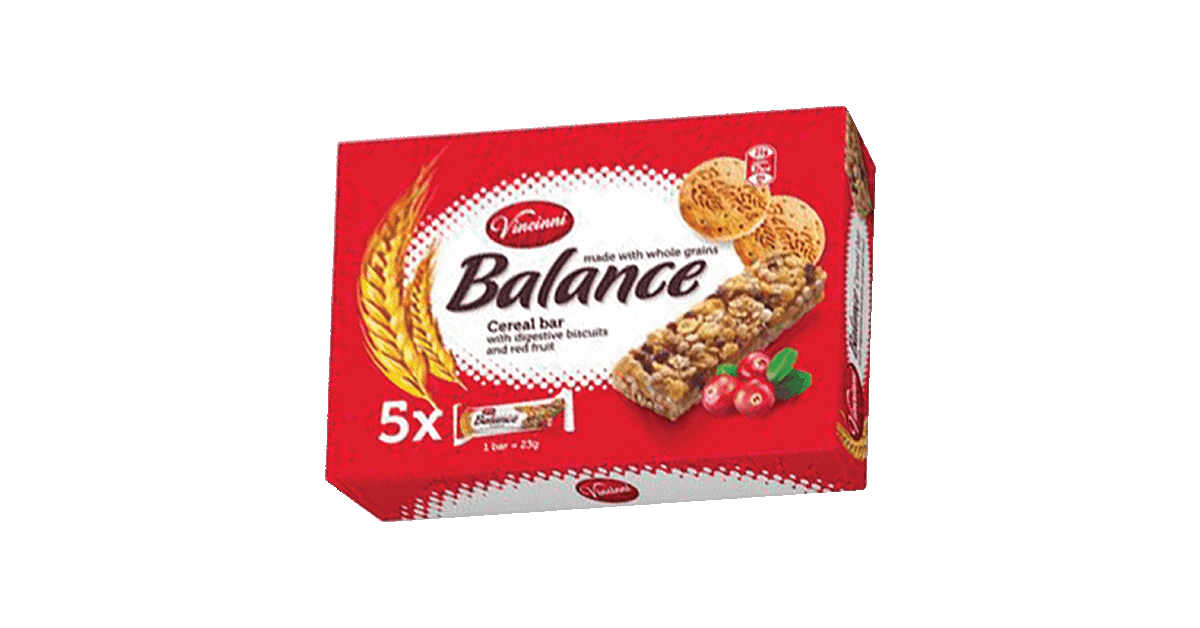 Vincinni - Μπάρα δημητριακών με κράνμπερι 5x23g - GSBG